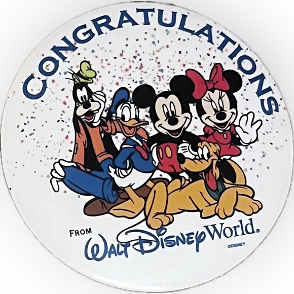 Disney | Other | Disney Congratulations Button With Mickey And Friends ...
